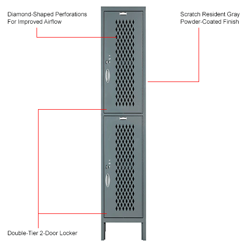Global Industrial™ Capital® 2-Tier 2 Door Ventilated Locker,15"W x 18"D ...