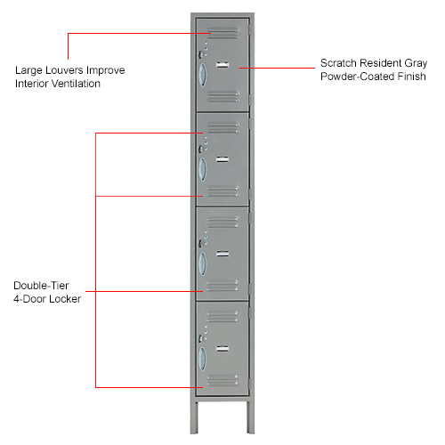 Global Industrial™ Capital® 4-Tier 4 Door Locker, 12"W x 15"D x 78"H ...