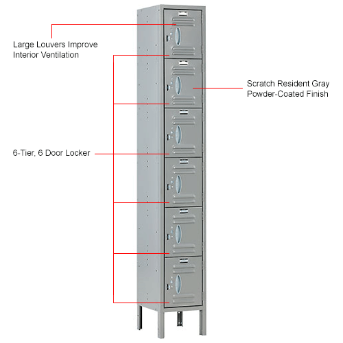 Global Industrial™ Capital® 6-Tier 6 Door Locker, 12"W x 15"D x 78"H ...
