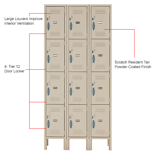 Global Industrial™ Capital® 4-Tier 12 Door Locker, 12"W x 15"D x 18"H ...