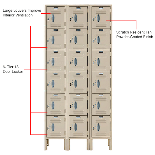 Global Industrial™ Capital® 6-Tier 18 Door Locker, 12"W x 15"D x 12"H ...
