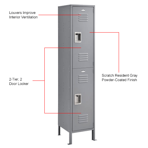 Global Industrial™ Infinity® 2-Tier 2 Door Locker, 18"W x 21"D x 36"H ...