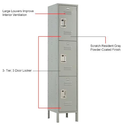 Global Industrial™ Infinity® 3-Tier 3 Door Locker, 15"W x 15"D x 78"H ...