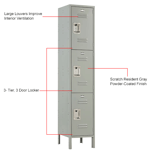 Global Industrial™ Infinity® 3-Tier 3 Door Locker, 15"W x 21"D x 24"H ...