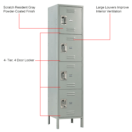 Global Industrial™ Infinity® 4-Tier 4 Door Locker, 18"W x 21"D x 78"H ...