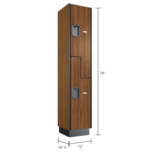 Global Industrial™ 2-Tier 2 Door Wood Locker, 12"W x 15"D x 72"H ...