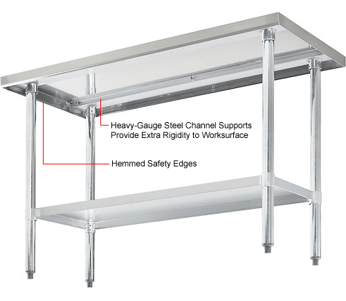Global Industrial™ Workbench w/ 18 Ga 430 Series SS Top & Galvanized ...