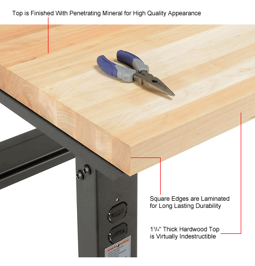 Global Industrial™ 48x30 Adjustable Height Workbench C-Channel Leg ...