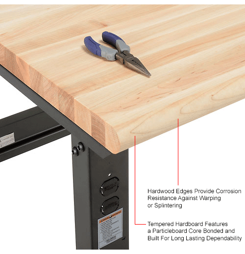 Global Industrial™ Adjustable Height Workbench, 48 x 30", Maple Safety ...