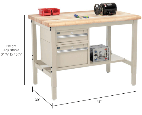 Global Industrial™ 48"W x 30"D Production Workbench - Maple Safety Edge ...