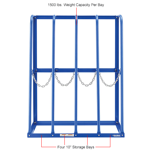 Global Industrial™ Vertical Bar Storage Rack, 4 Bays, 48"W x 24"D x 60 ...