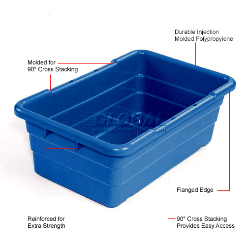 Global Industrial™ Cross Stack Nest Tote Tub - 25-1/8 x 16 x 8-1/2 Blue ...