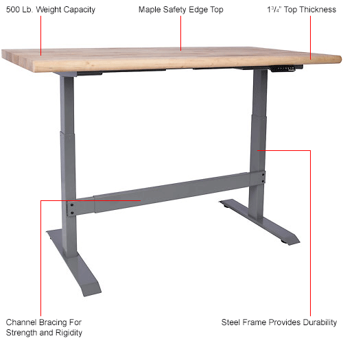 Global Industrial™ Electric Adjustable Height Workbench, Maple Safety ...