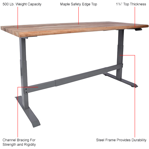 Global Industrial™ Electric Adjustable Height Workbench, Maple Safety ...