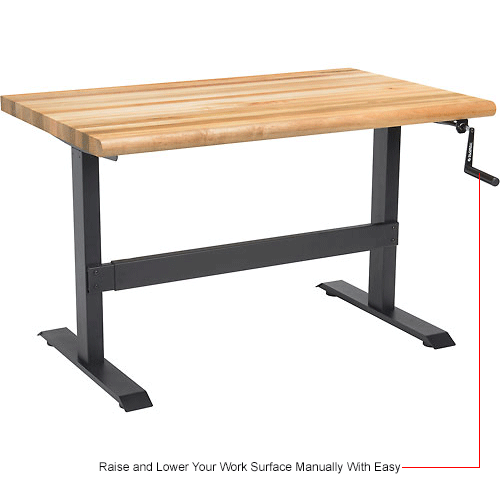 Global Industrial™ Hand-Crank Adjustable Height Workbench, Maple Safety ...