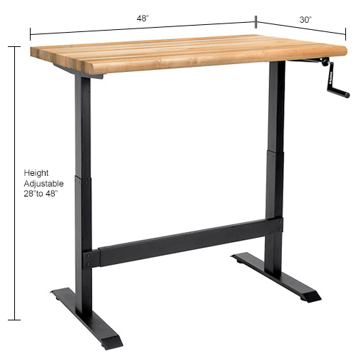 Global Industrial™ Hand-Crank Adjustable Height Workbench, Maple Safety ...
