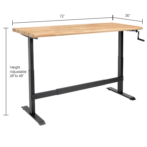 Global Industrial™ Hand-Crank Adjustable Height Workbench, Maple Safety ...