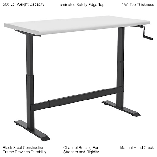 Global Industrial™ Hand-Crank Adjustable Height Workbench, Laminate ...