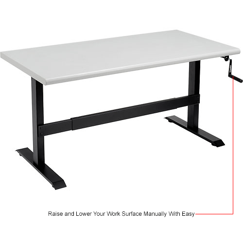 Global Industrial™ Hand-Crank Adjustable Height Workbench, Laminate ...