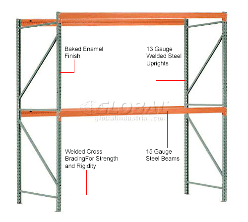 Interlake Mecalux Pallet Rack Teardrop Starter, 96"W x 48"D x 120"H ...