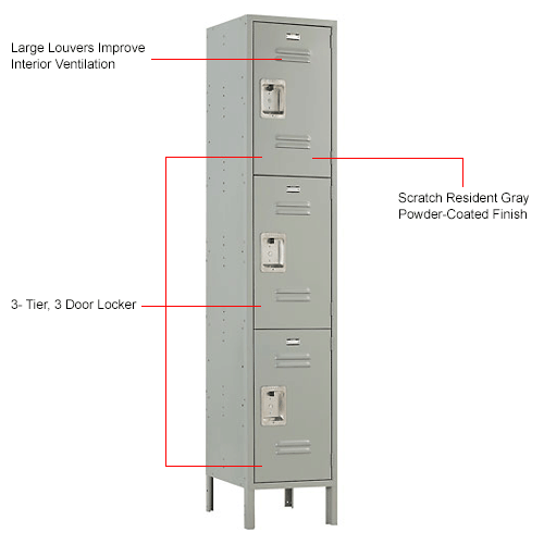 Global Industrial™ Infinity® 3-Tier 3 Door Locker, 15"W x 15"D x 78"H ...
