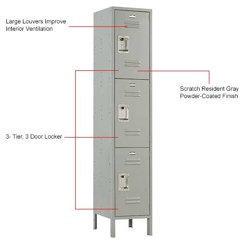 Global Industrial™ Infinity® 3-Tier 3 Door Locker, 15"W x 18"D x 24"H ...