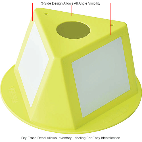 Global Industrial™ Inventory Control Cone W/ Dry Erase Decals, Yellow ...