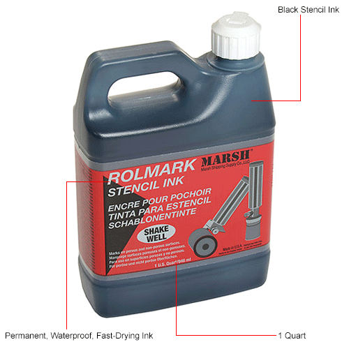 Marsh® Rolmark Stencil Ink, 1 Qt., Black | 412489BK - GLOBALindustrial.ca