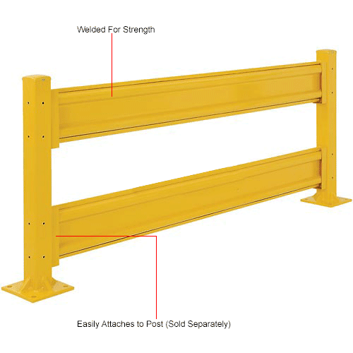Global Industrial™ Protective Steel Guard Rail, 8'L, Yellow | 436728 ...