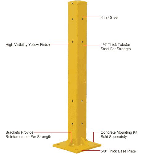Global Industrial™ Protective Guard Rail Post For Double Rail, 42"H ...