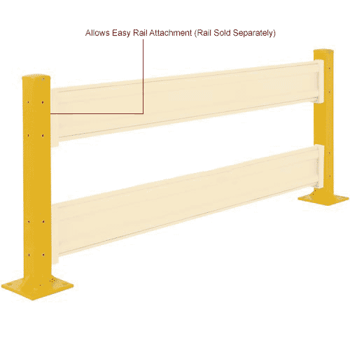 Global Industrial™ Protective Guard Rail Post For Double Rail, 42"H ...