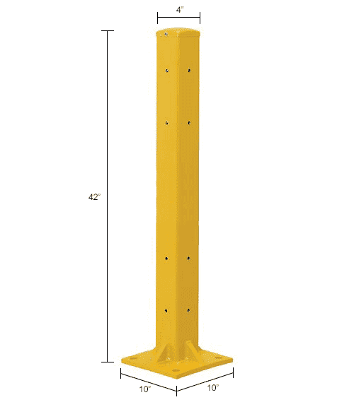 Global Industrial™ Protective Guard Rail Post For Double Rail, 42"H ...