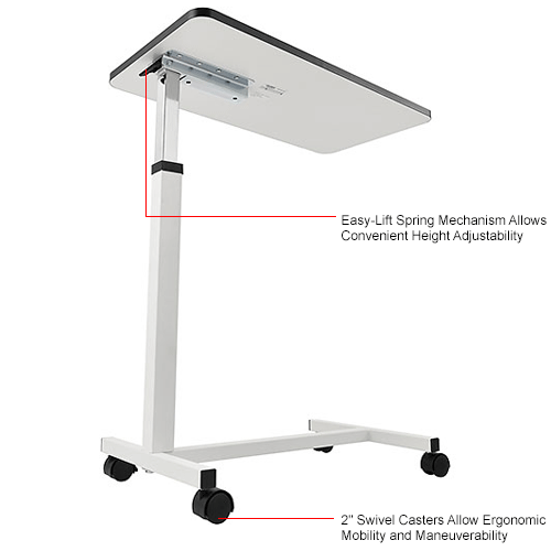 Global Industrial™ Overbed Table With H-Base, White Laminate Tabletop ...