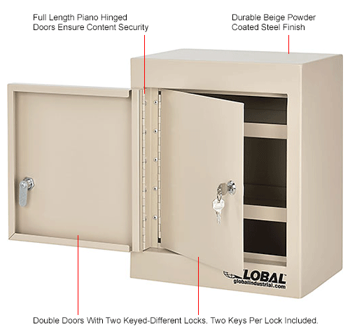 Global Industrial™ Small Narcotics Cabinet, Double Door/Double Lock, 12 ...