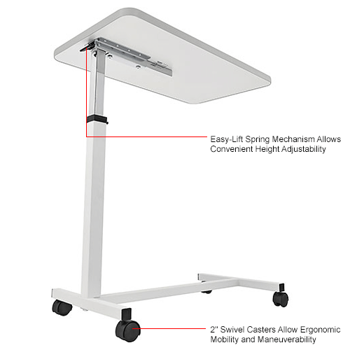 Global Industrial™ Heavy Duty Overbed Table With H-Base, White Laminate ...