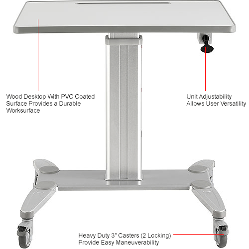 Global Industrial™ Sit-Stand Mobile Desk With Tablet Slot, Gray/Silver ...