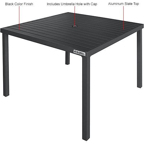 Global Industrial™ 40" Square Aluminum Slatted Dining Table, Black ...