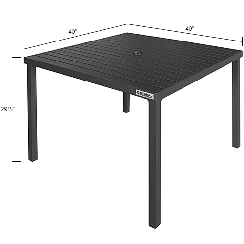 Global Industrial™ 40" Square Aluminum Slatted Dining Table, Black ...