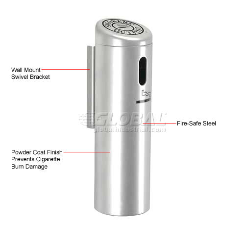 Smokers' Outpost® Wall Mounted Ashtray with Swivel Lock, Silver ...