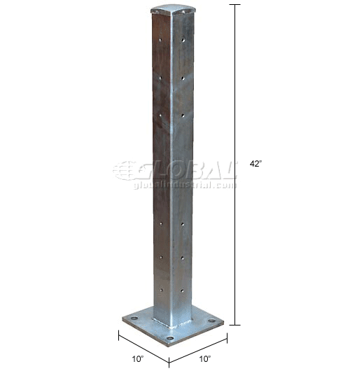 Steel Structural Guard Rail Post, 42"H, Galvanized | 443457 ...
