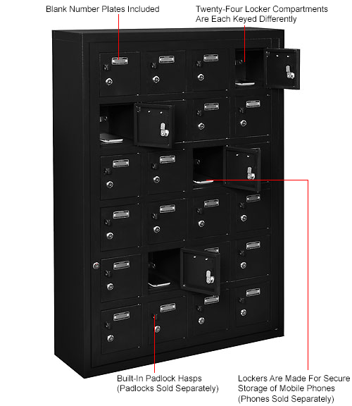 Global Industrial™ 24 Door Device Locker W/Lock&Hasp,32-1/8"Wx10-1/8 ...
