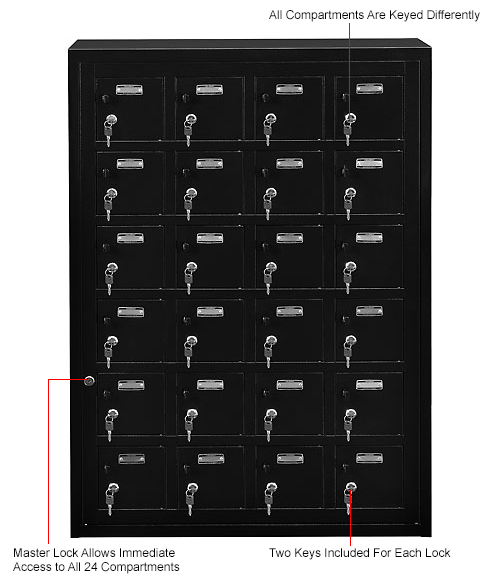 Global Industrial™ 24-Door Device Locker With Key Lock, 32-1/8"W x 10-1 ...