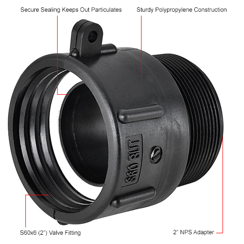 Global Industrial™ Polypropylene S60x6 Female Buttress x 2" Male NPS ...