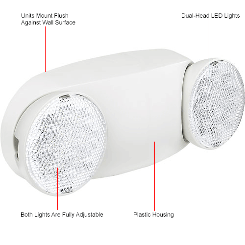 Global Industrial™ 2 Head Round LED Emergency Light w/ Adjustable ...