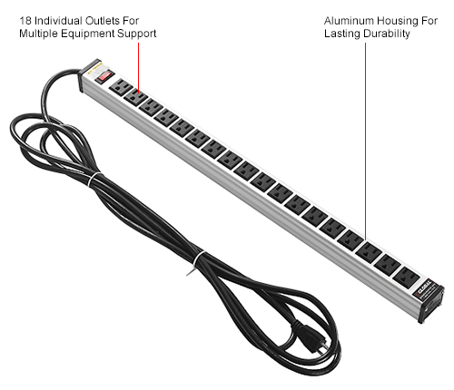 Global Industrial™ Power Strip, 18 Outlets, 15A, 24"L, 15' Cord ...