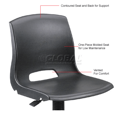 Interion® Plastic Stool - Height Adjustable - Black | 506548 ...