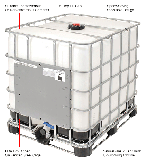 Mauser IBC Container 330 Gallon UN Approved with Composite Metal Pallet ...