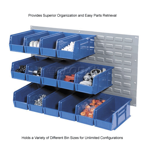 Global Industrial™ Wall Bin Rack Panel 36 x19 - 18 Blue 5-1/2x11x5 ...