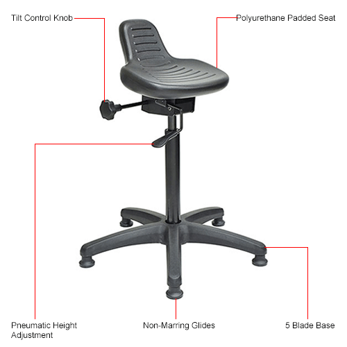 Interion® Ergonomic Standing Stool, 250 Lb. Capacity, Black | 571005 ...