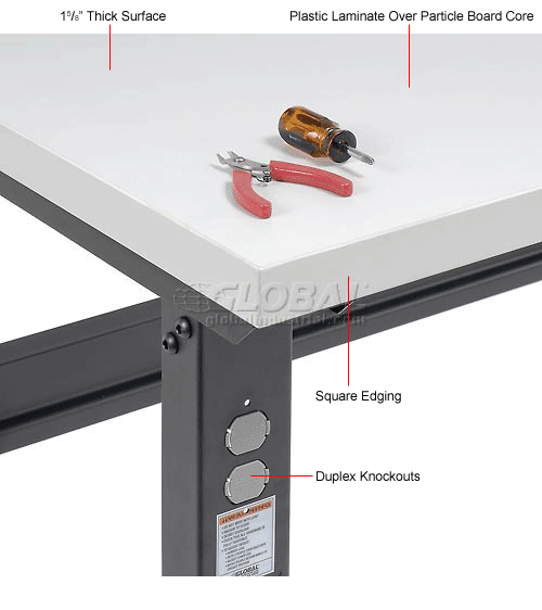 Global Industrial™ 72x30 Adjustable Height Workbench C-Channel Leg ...